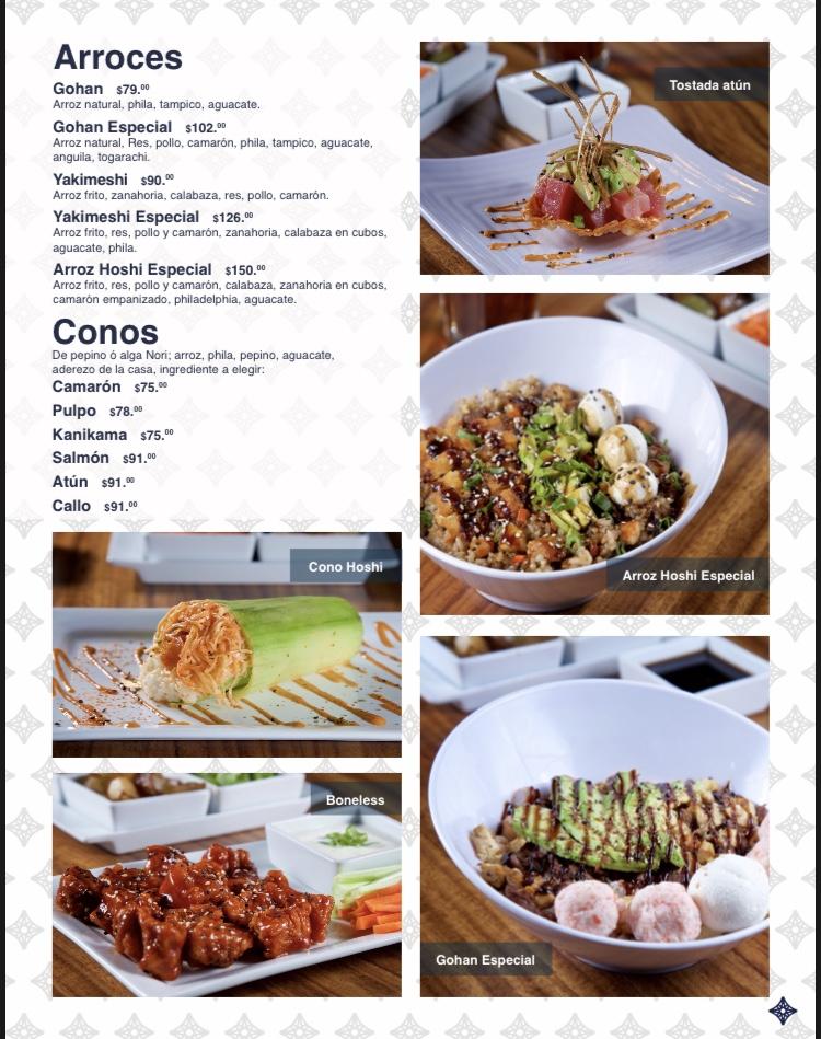 Menu at Aoi Hoshi restaurant, Culiacán