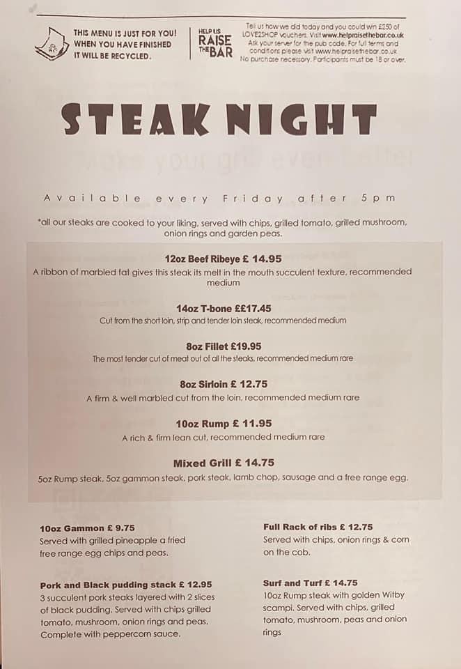 Menu at Water Meadow pub & bar, Melksham