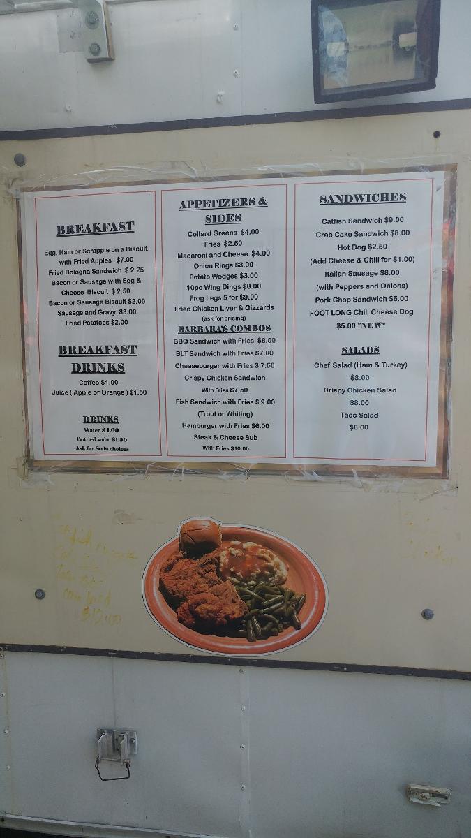 Menu at Barbara's Soul Food On Wheels, Orange