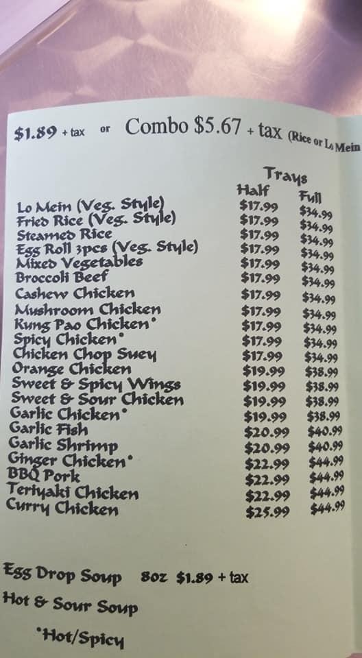 Menu at Beijing Express restaurant, La Mesa, Broadway