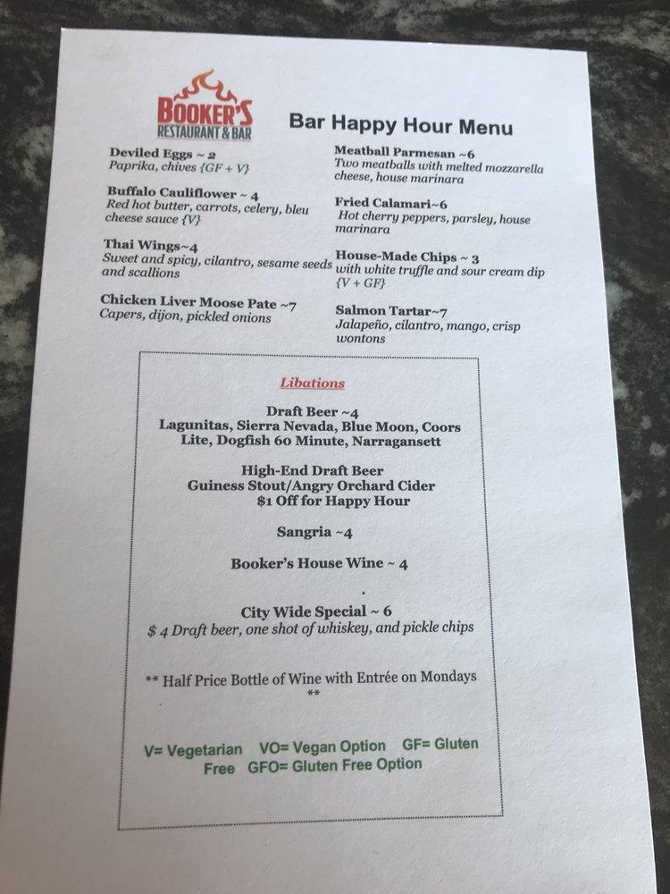Menu at Booker's Restaurant & Bar, Philadelphia