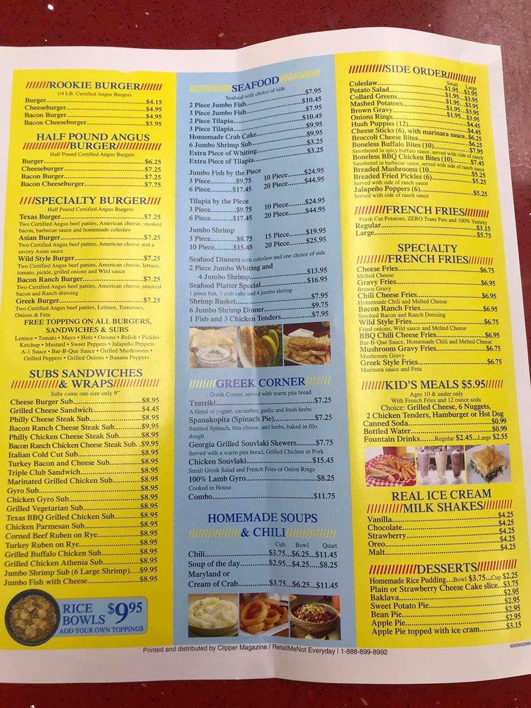 Menu at Georgia's Take Out cafe, Aberdeen