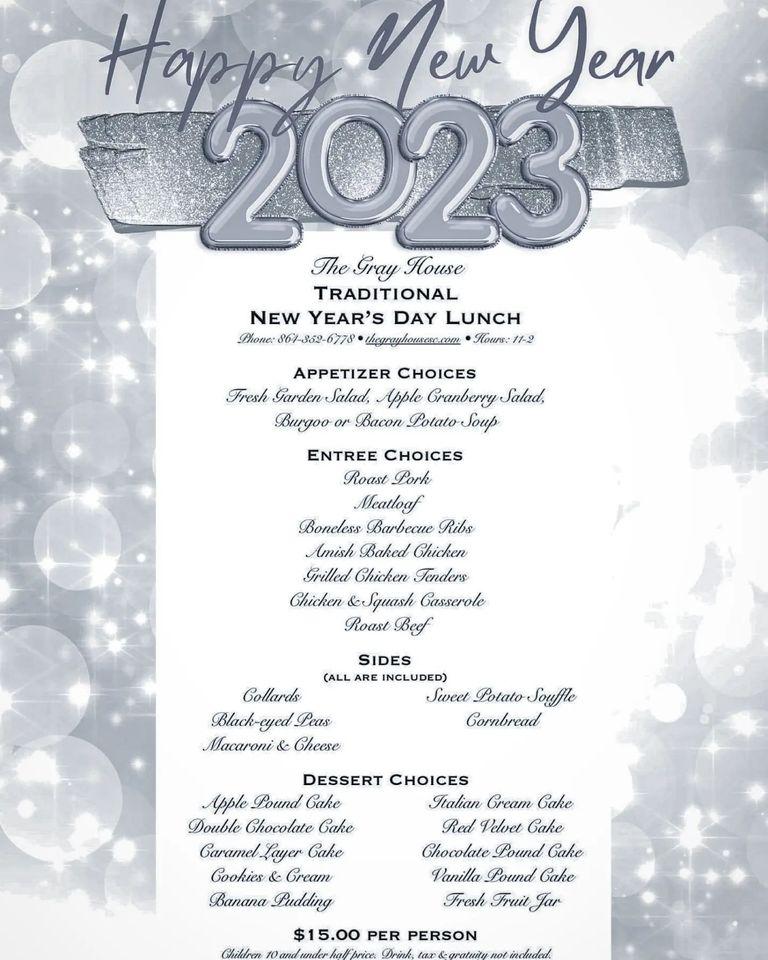 Menu at Gray House restaurant, Starr