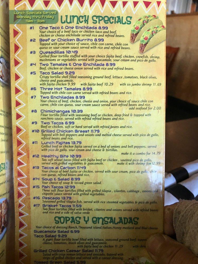 Menu at Lagunas Mexican Grill & Cantina pub & bar, Lake Charles