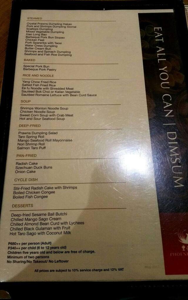 Menu at Phoenix Court Chinese Restaurant, Muntinlupa, C2FQ+RW2