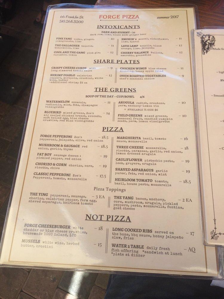 Menu at The Forge Handcrafted Pizza - OAKLAND pizzeria, Oakland