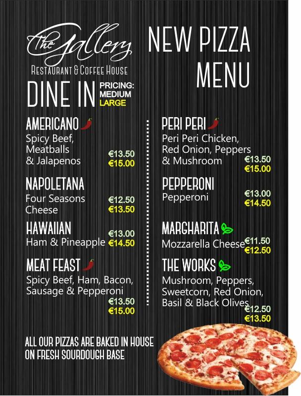 Menu at The Gallery Restaurant and Coffee House Ballybofey, Ballybofey ...