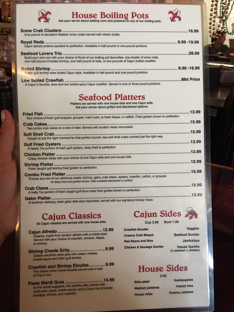 Menu at Cajun Seafood House pub & bar, Vestavia Hills, Rocky Ridge Ln