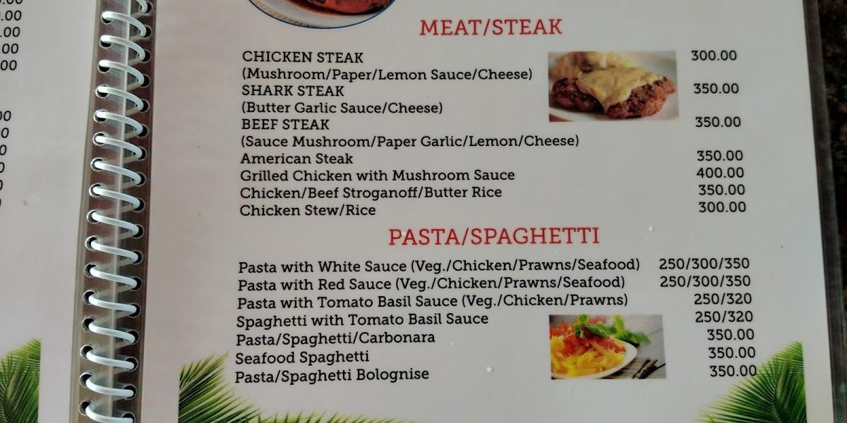 Menu at Cola cafe vicky, Benaulim