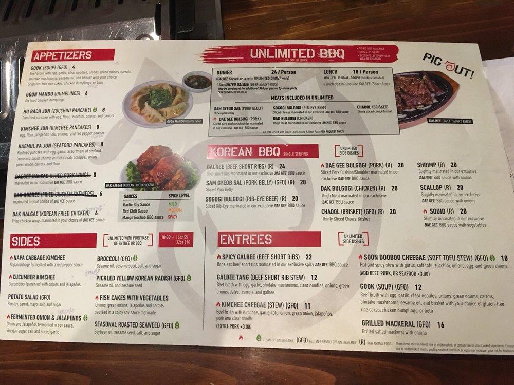 Menu at DAE GEE KOREAN BBQ, Aurora, S Havana St Unit 1