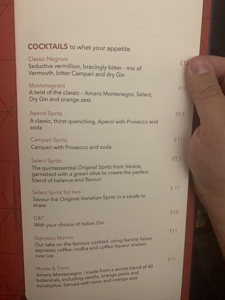 Menu at Enoteca Rosso restaurant, London, 276-280 Kensington High St