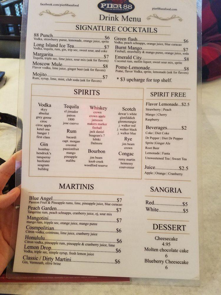 Menu at Pier 88 Boiling Seafood & Bar OKC, Oklahoma City