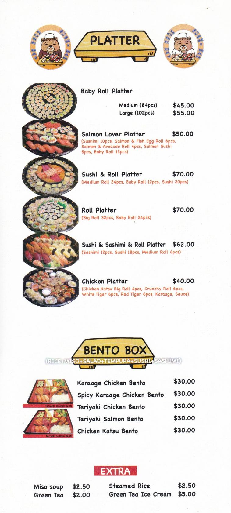 Menu at Rose Bay Sushi Bar, Rose Bay