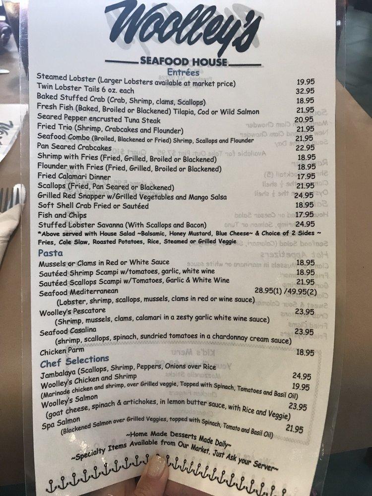 Menu at Woolley's Fish Market and Seafood House restaurant, Freehold ...