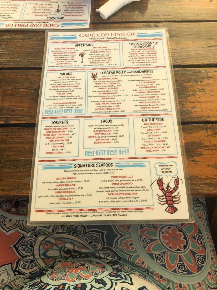 Menu at Cape Cod Fish Co restaurant, Fort Myers