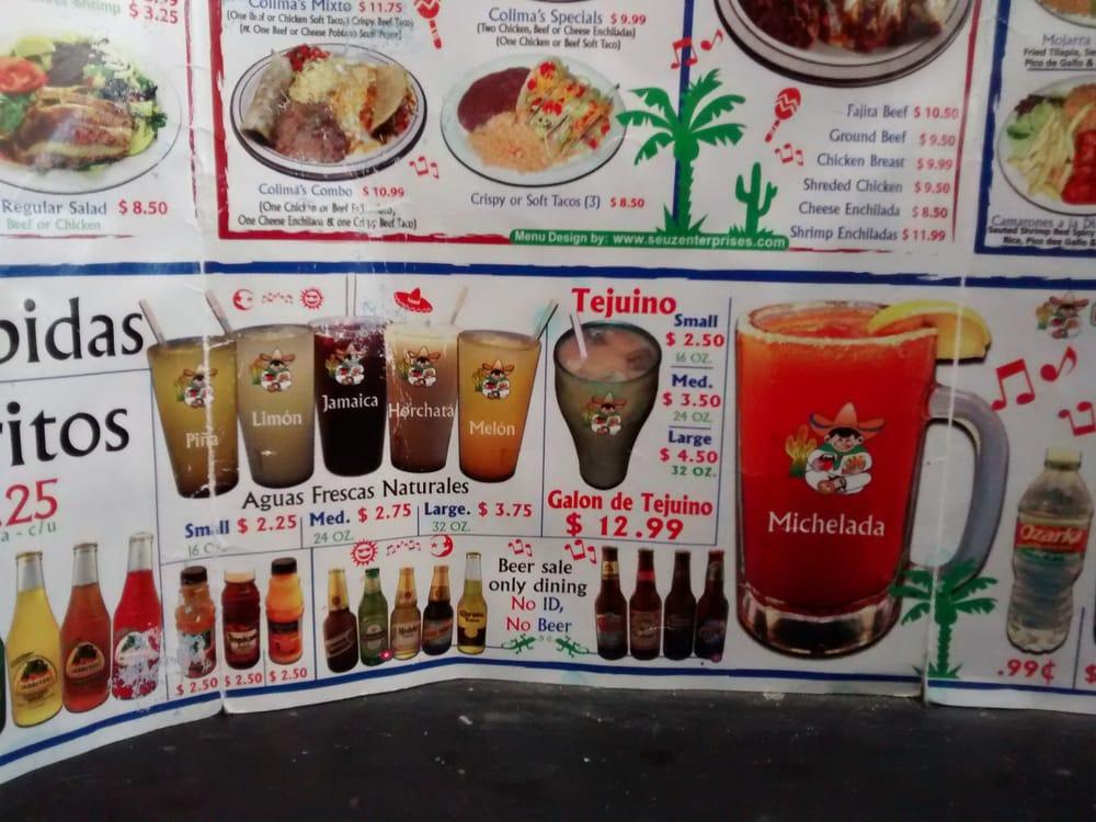Carta del restaurante Cocina del Colima, Houston, Fountain View Dr