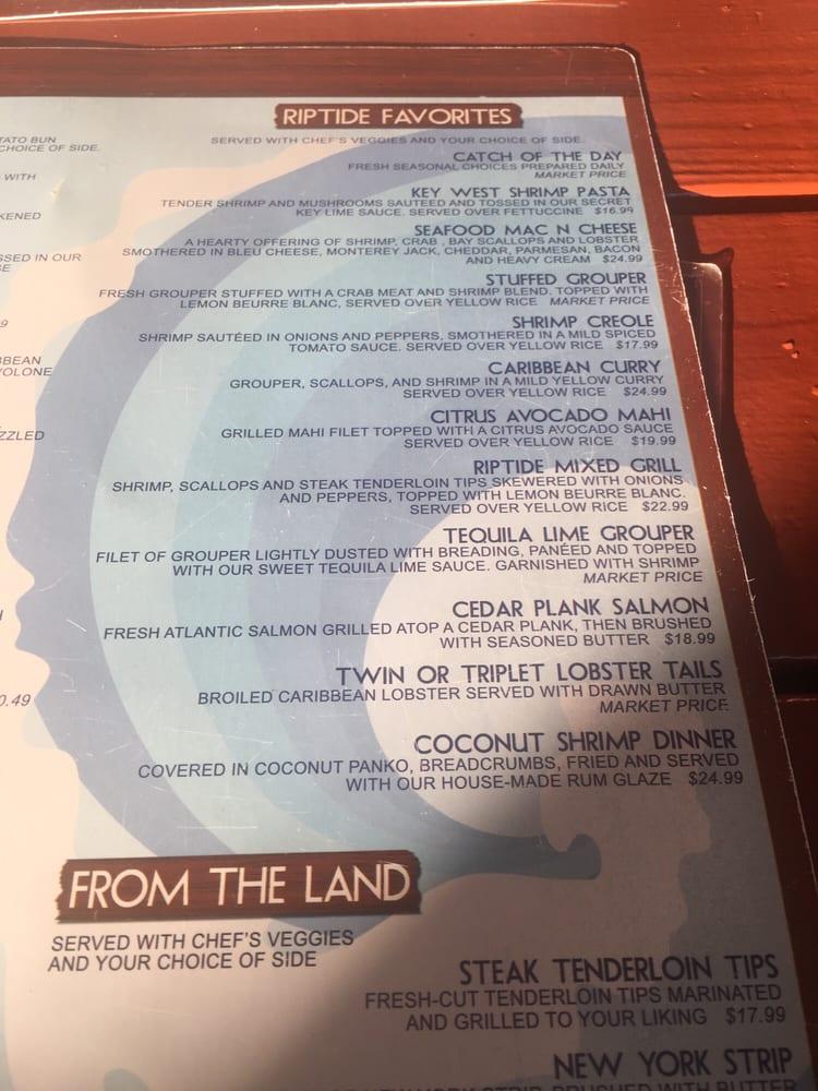 Menu at Riptides Raw Bar and Grill, Ormond Beach, 869 S Atlantic Ave