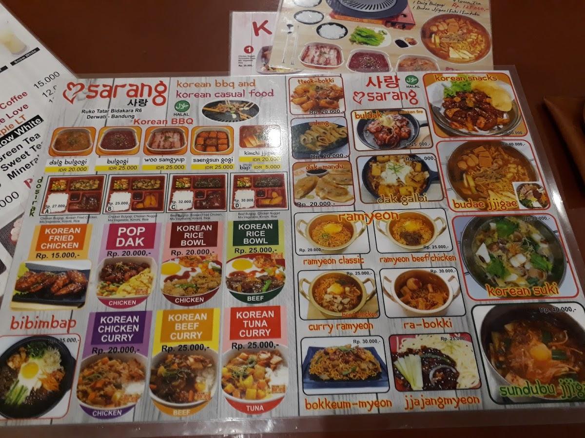 Menu at Sarang Korean BBQ and Casual Korean Food Derwati, Bandung