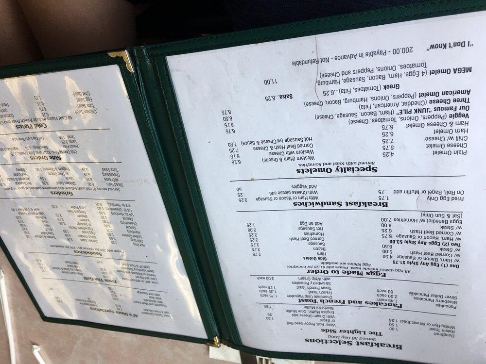 Menu at Al's Diner restaurant, Chicopee