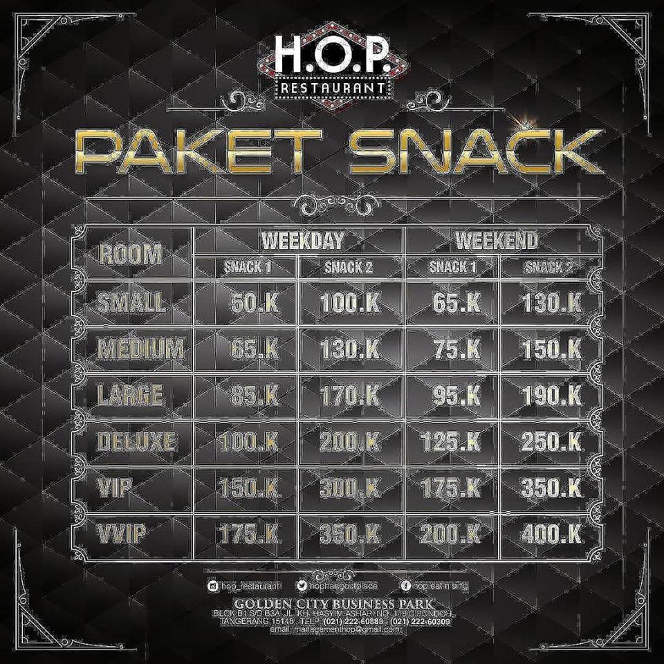 Menu at Hop Restaurant, Tangerang, Golden City Business Park Blok B1-B3A