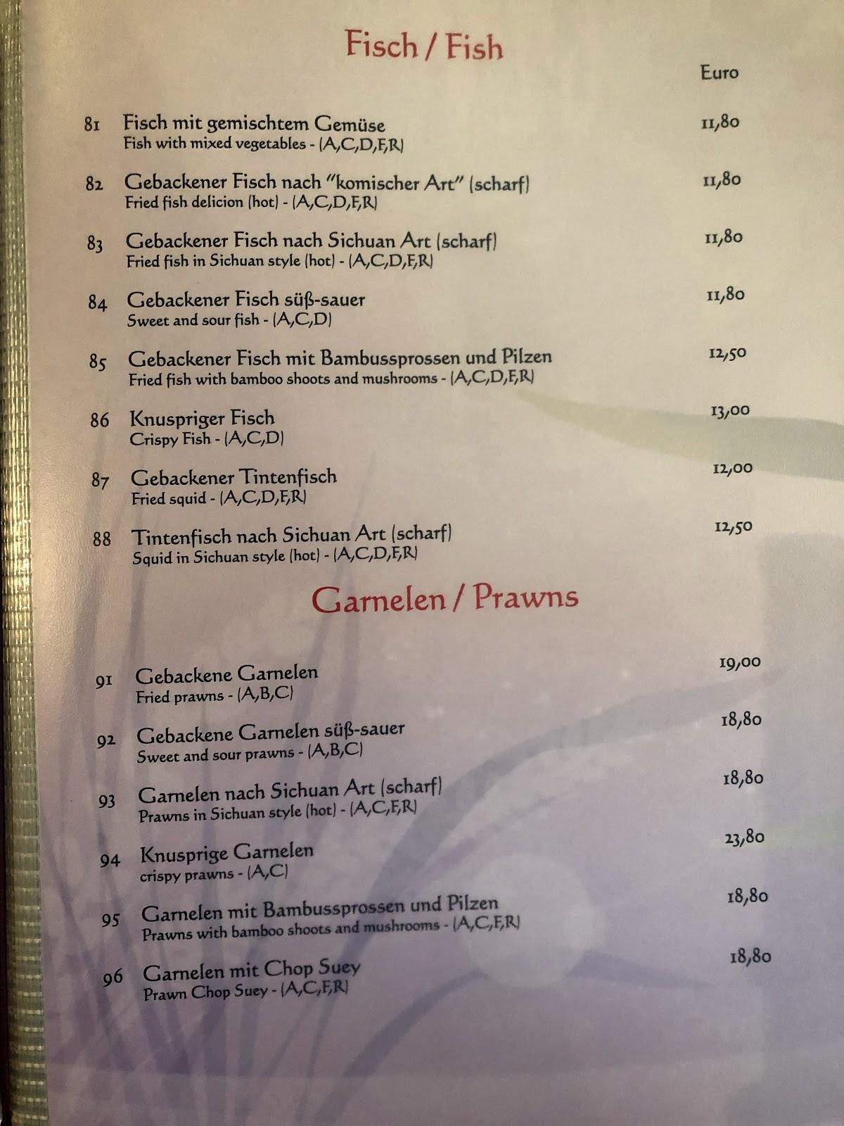 Menu at Jade Garten restaurant, Feldkirch