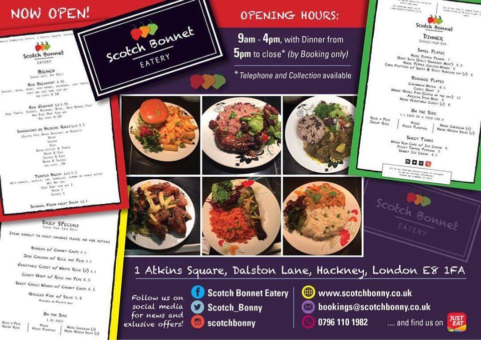 Carta del restaurante Scotch Bonnet Eatery, Londres, 103 Streatham Hill