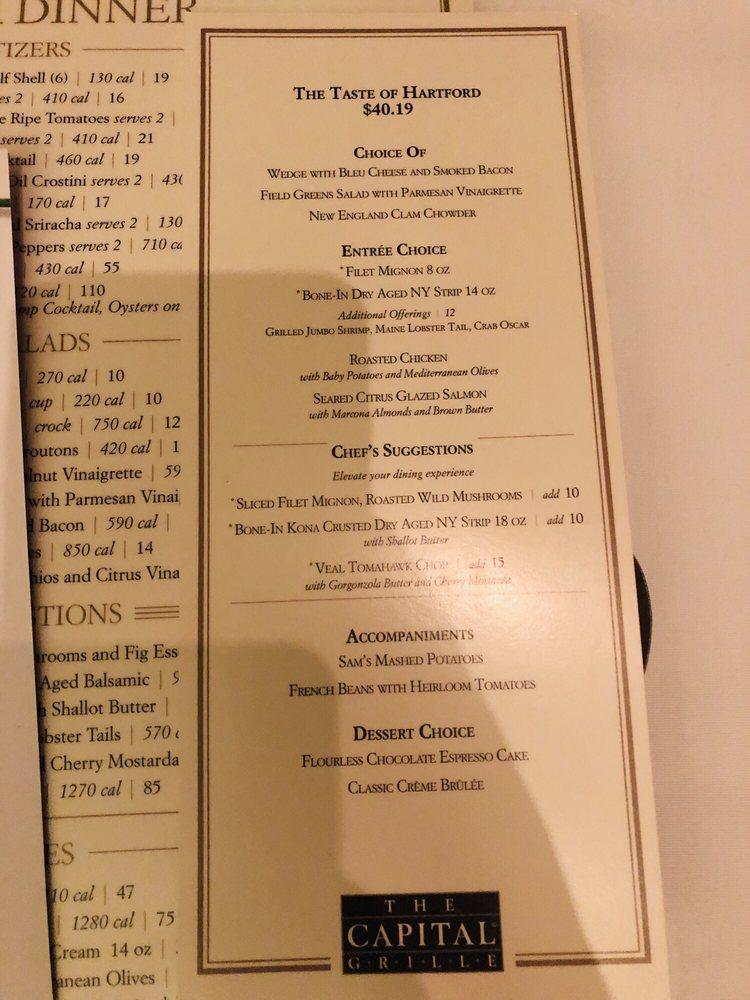 Menu at The Capital Grille pub & bar, Hartford