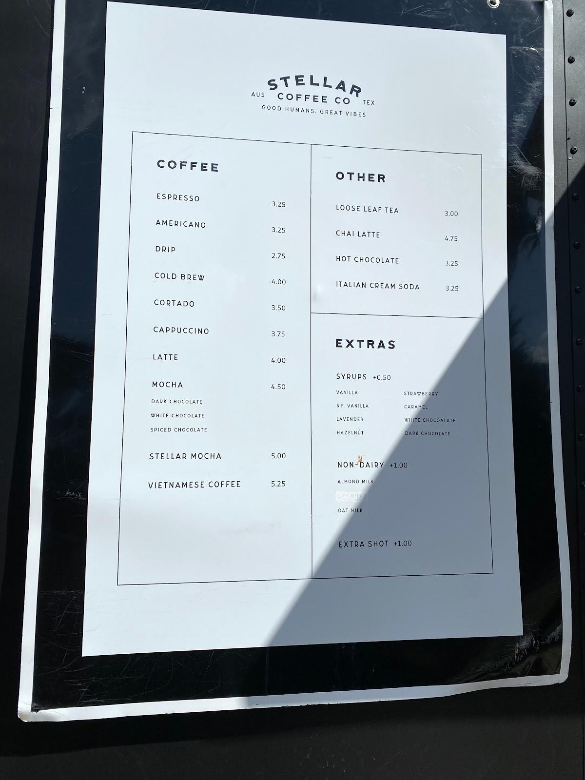 Carta de stellar coffee co. atx, Austin