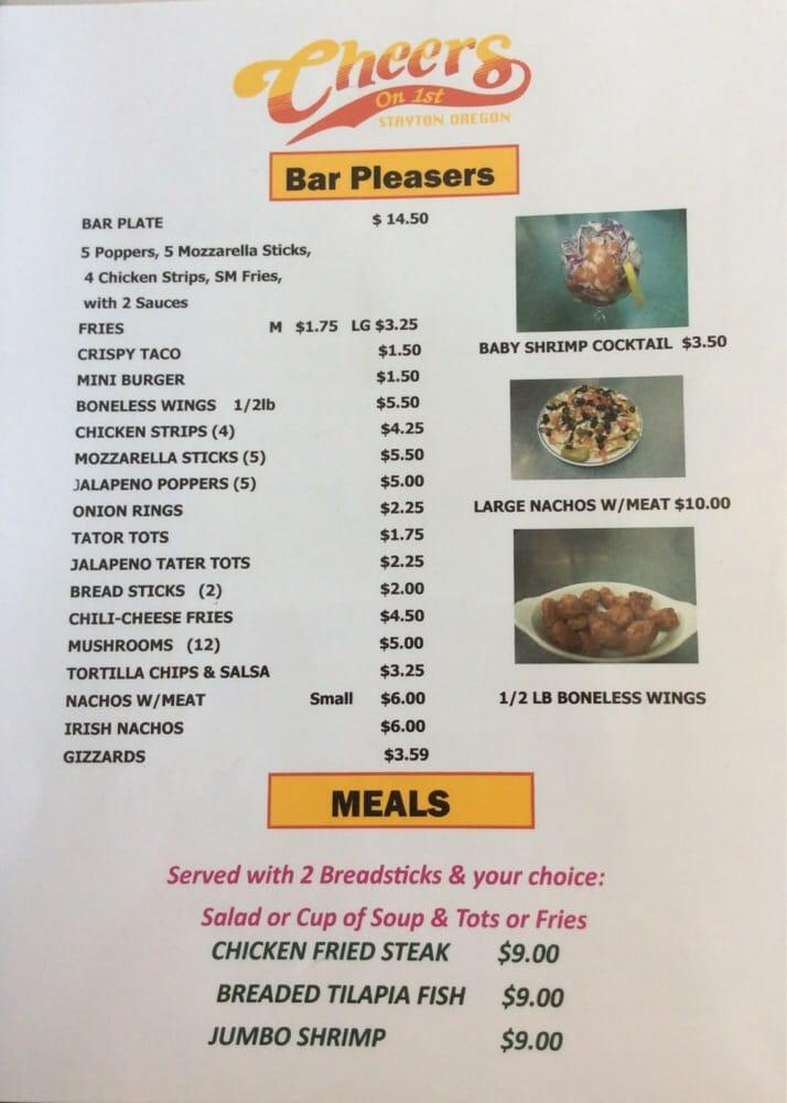 Menu at Cheers On 1st pub & bar, Stayton