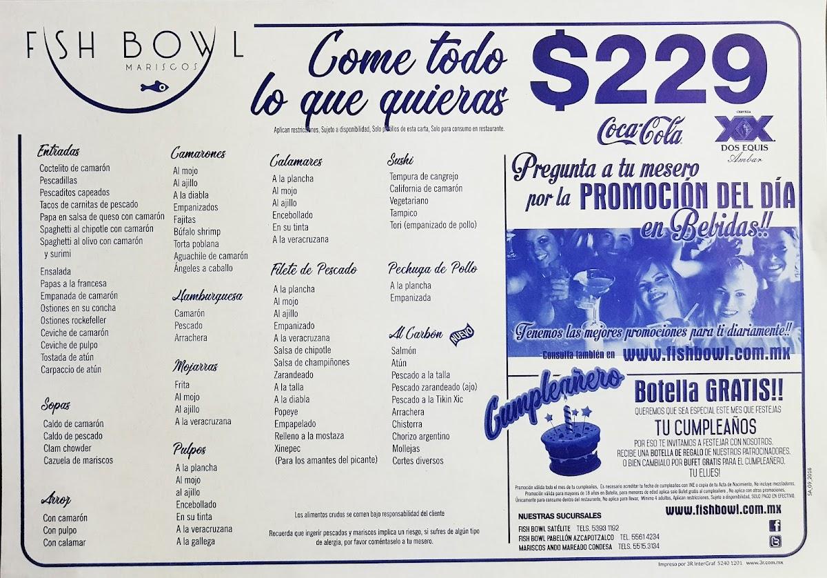 Carta del restaurante Fish Bowl Satélite, Naucalpan del Juárez, Cto ...
