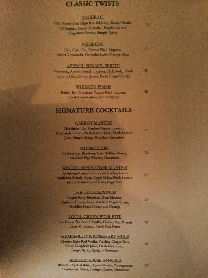 Menu at Grace Restaurant, State College