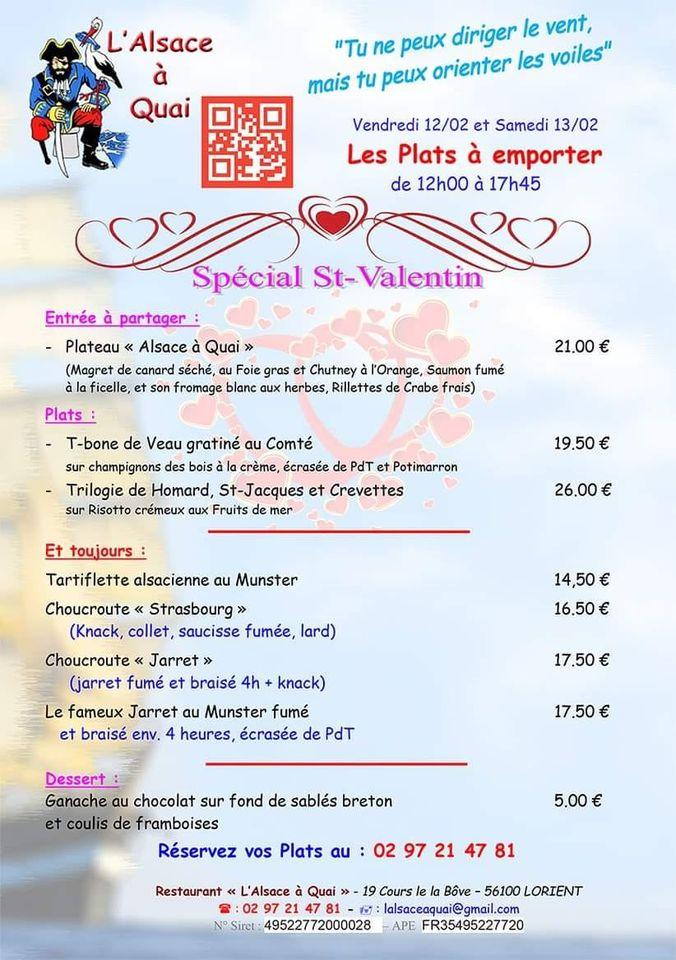 Menu au L'Alsace à quai restaurant, Lorient, 19 Cr de la Bôve