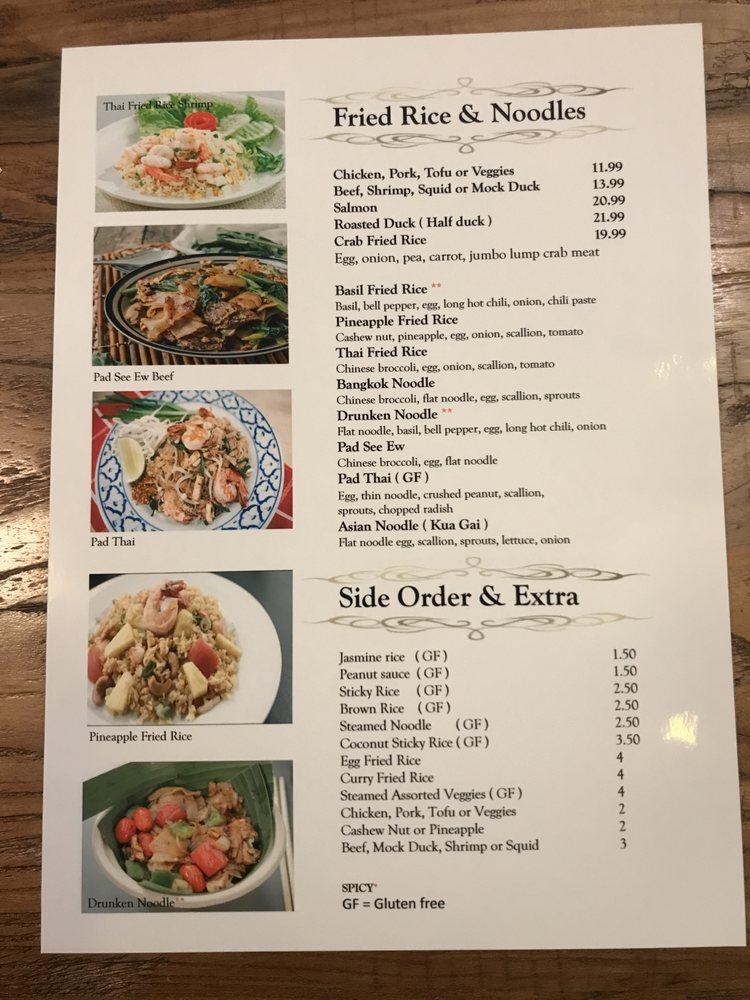 Menu at One Two Thai restaurant, New York City