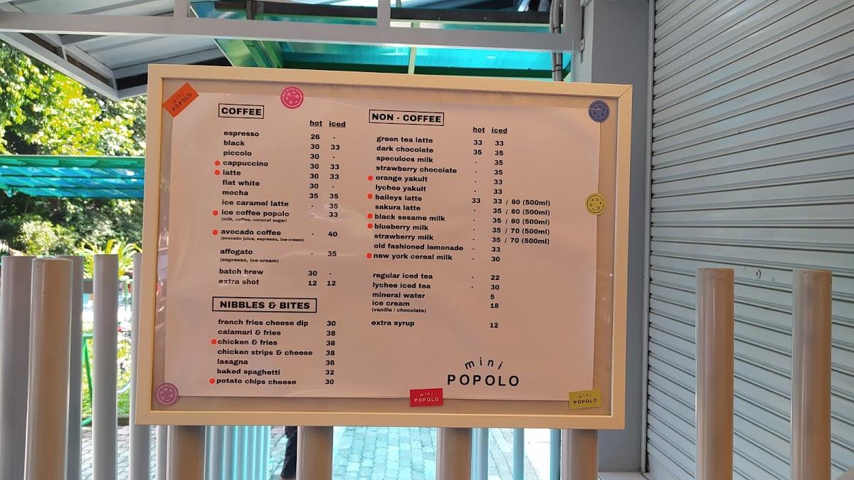 Menu at Popolo Coffee Mini, Bogor