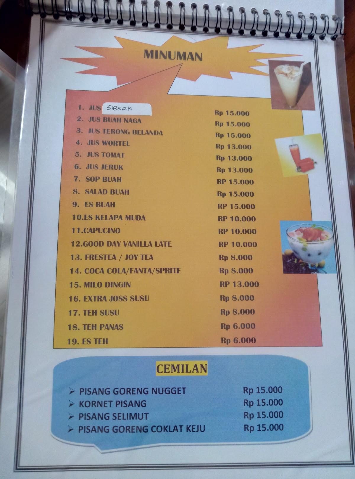 Menu at Rumah Makan Bersama restaurant, Caile