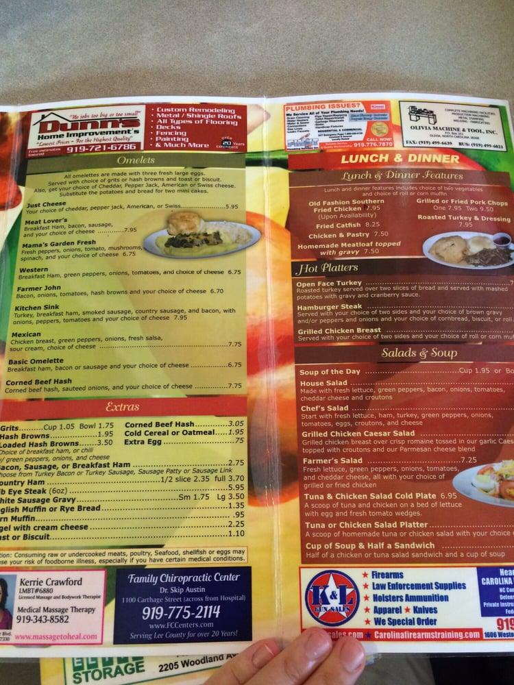 Menu at Tramway Diner restaurant, Sanford