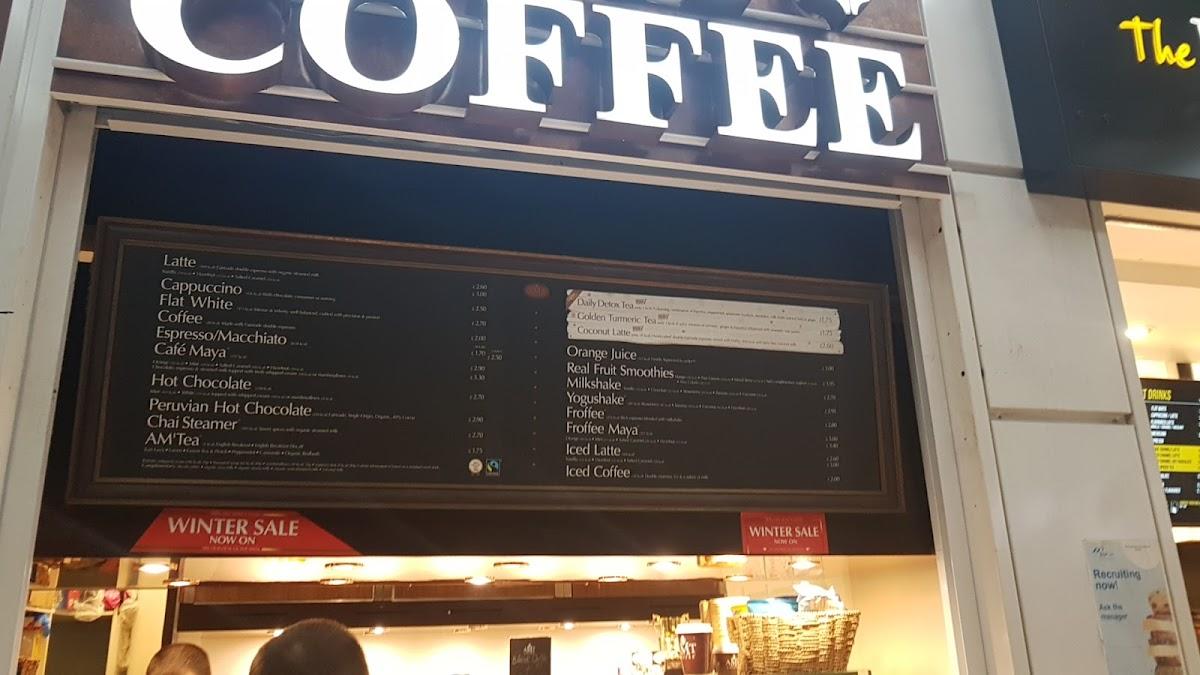 Menu at AMT Coffee, London, Liverpool Street Railway Station