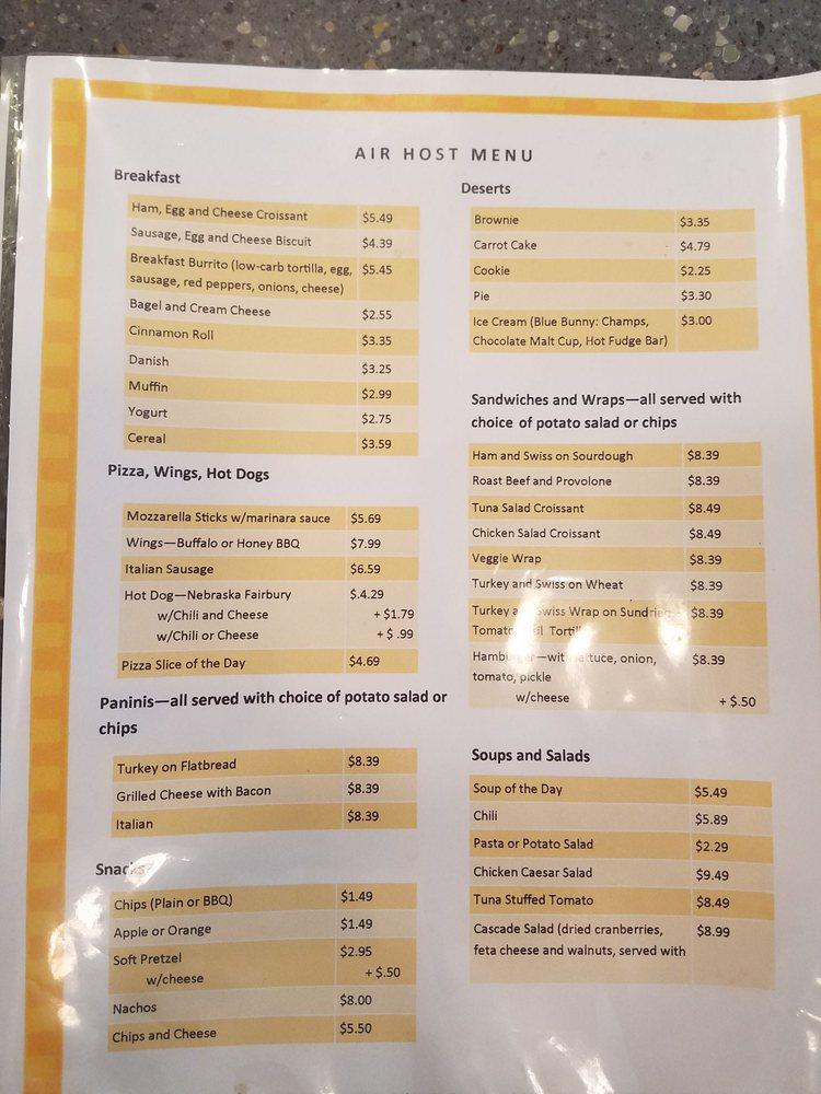 Menu at Air Host Restaurant & Lounge, Lincoln
