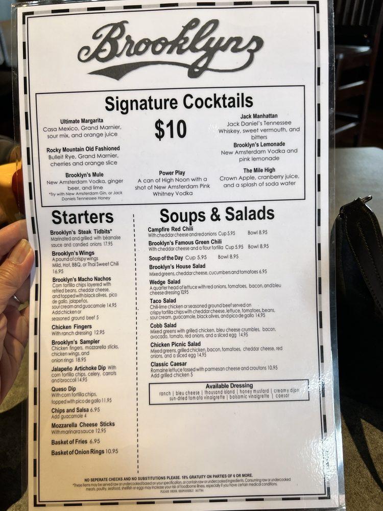 Menu at Brooklyn's At Ball Arena pub & bar, Denver, 901 Auraria Pkwy