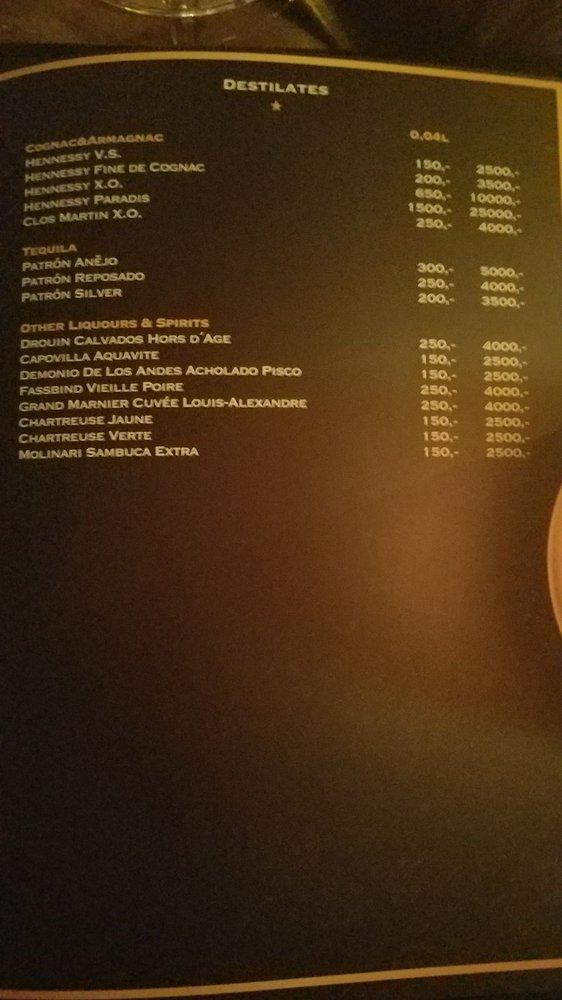 Menu at Champagne Lounge Bar, Prague