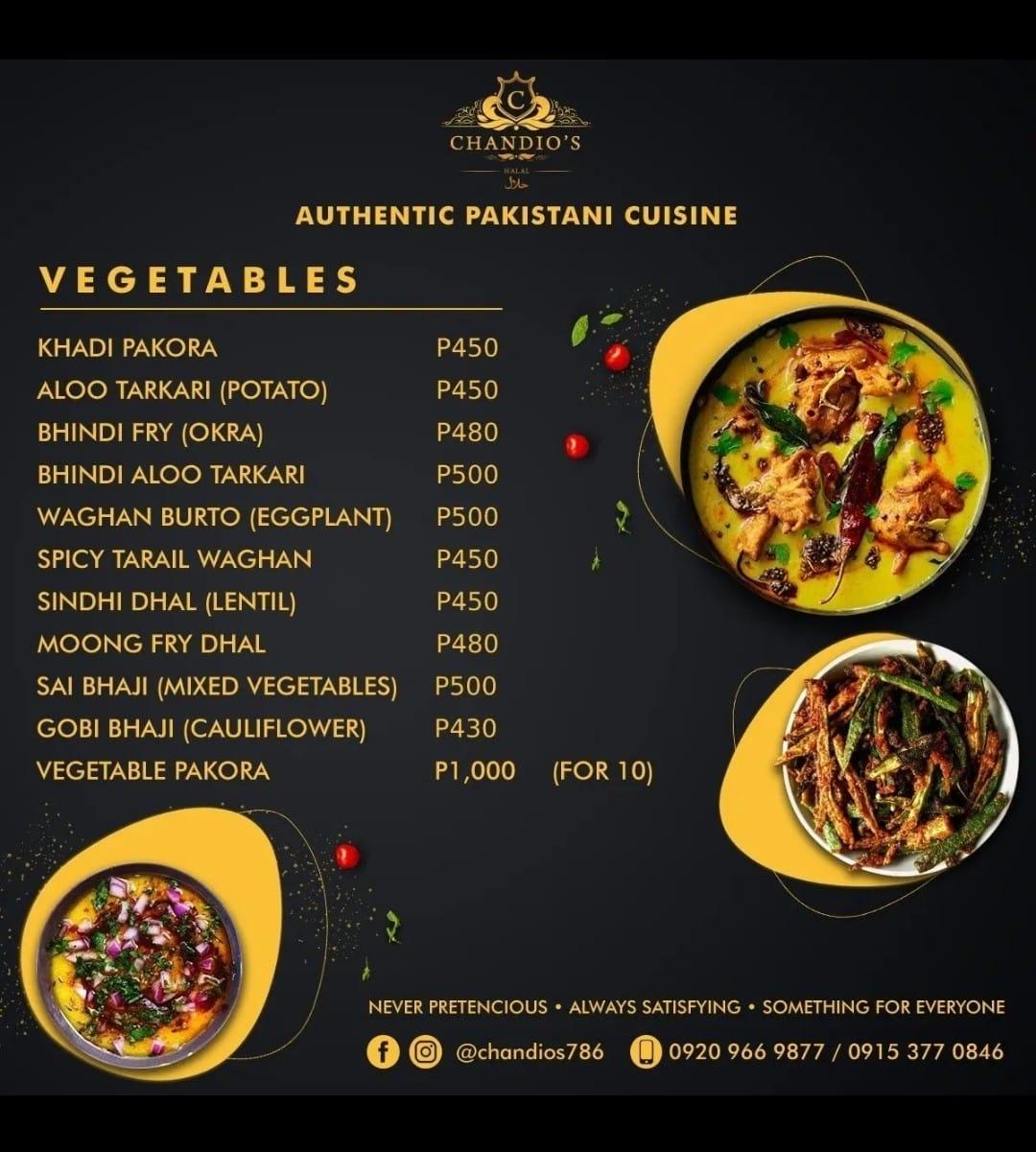 Menu at Chandio's Authentic Pakistani Cuisine restaurant, Quezon City