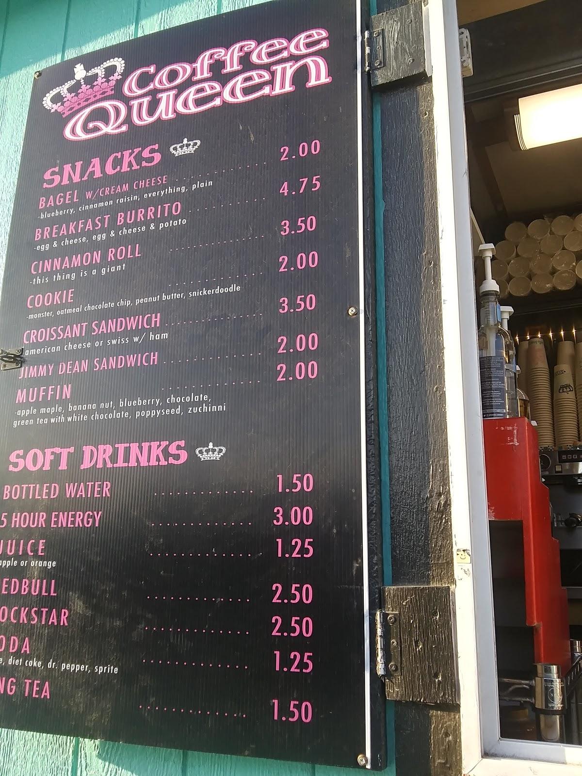 Menu at Coffee Queen, Anchorage
