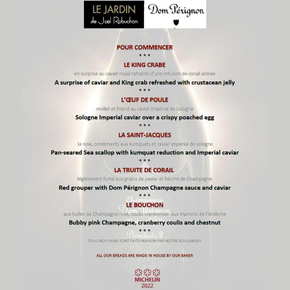 Menu at Joël Robuchon restaurant, Hong Kong, Shop 401