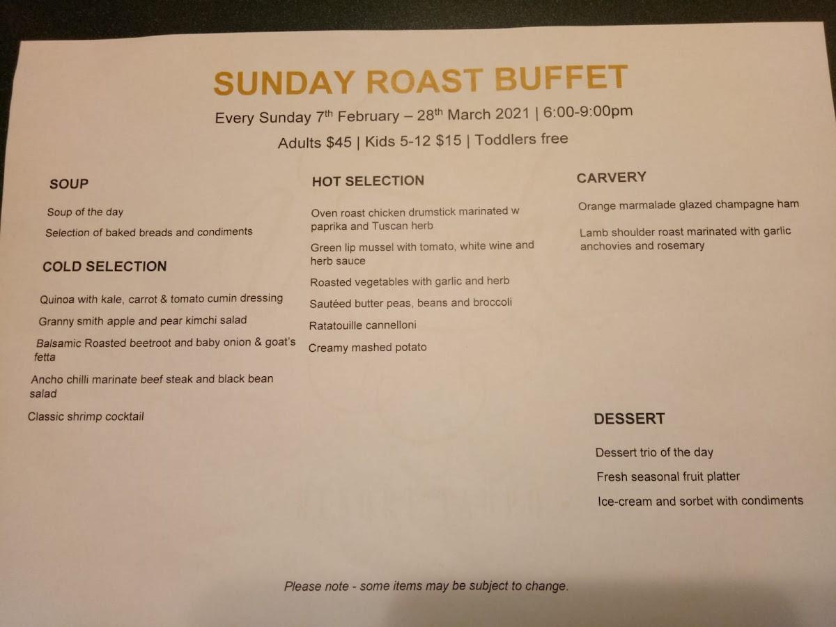 Menu at Pavilion Restaurant, Taupo, 640 Wairakei Dr