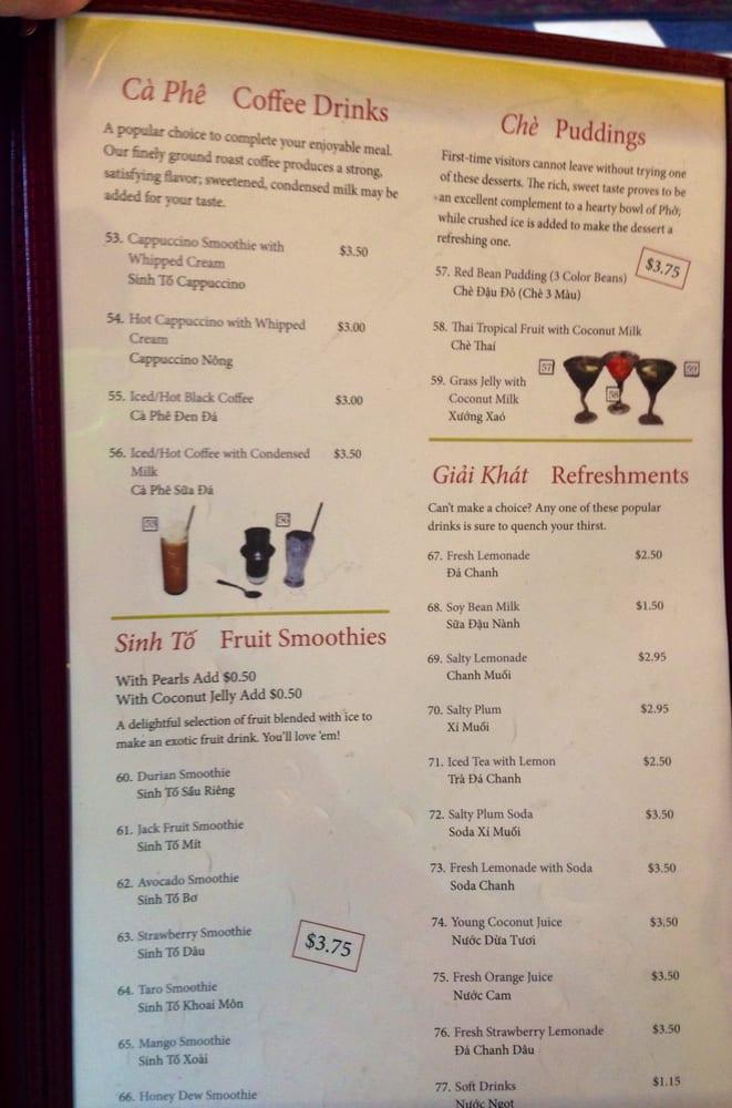 Menu at Phở 84 restaurant, Lynnwood, 196th St SW