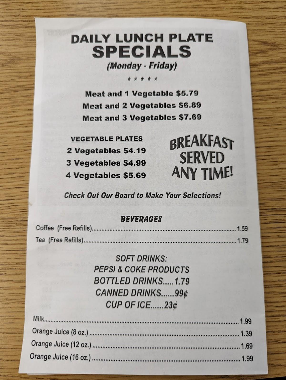 Menu at Skips Restaurant, Martinsville, 900 Starling Ave