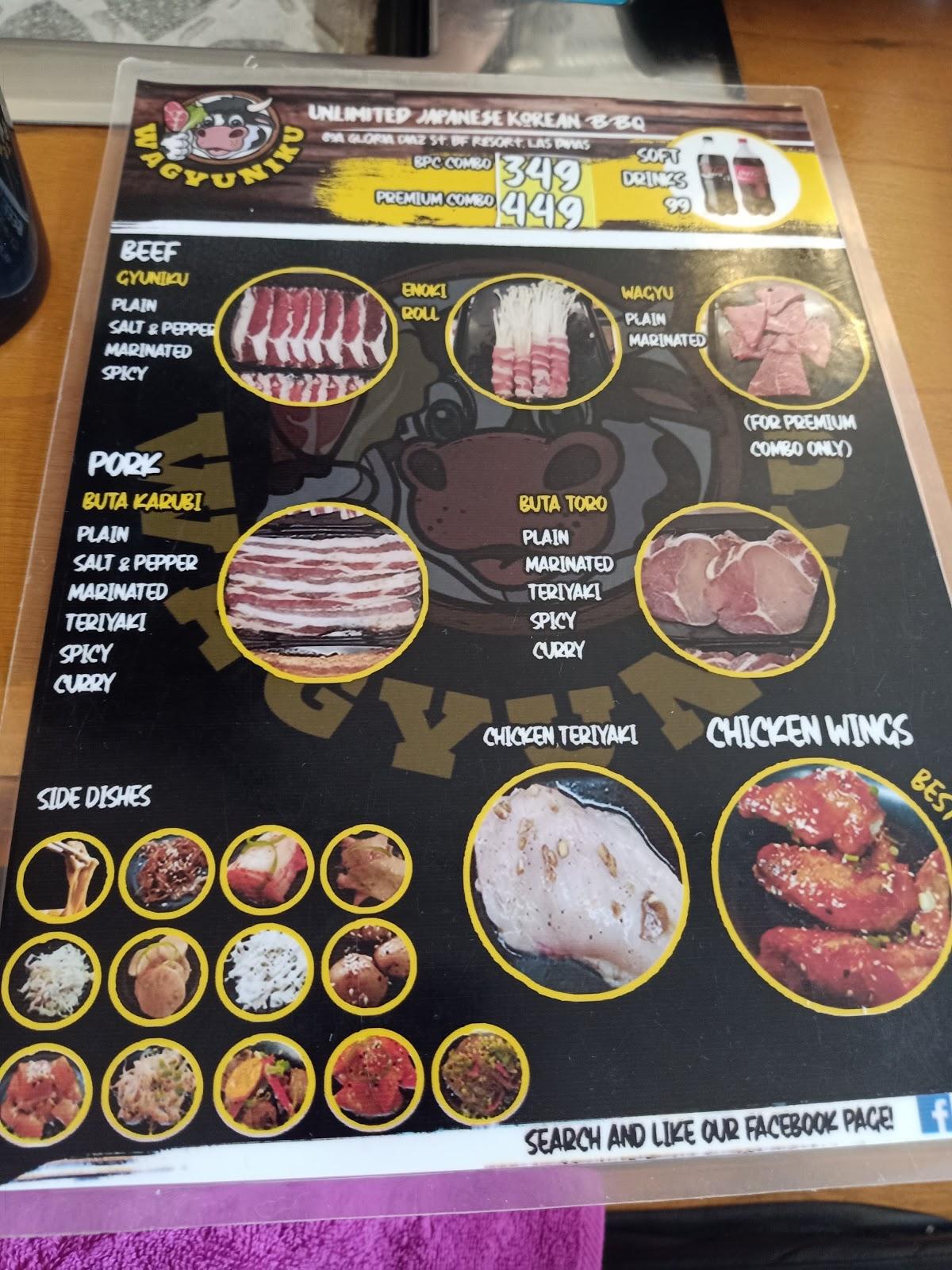Menu at WAGYUNIKU restaurant, Las Pinas