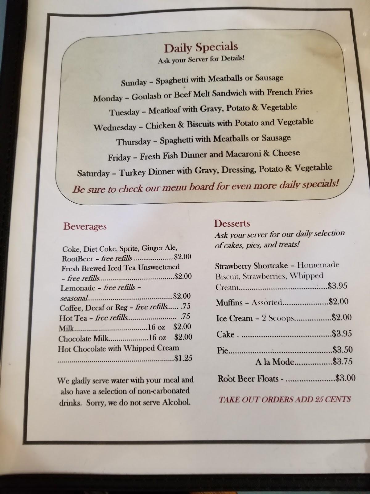 Menu at Ye Old Fort Diner restaurant, Fort Edward