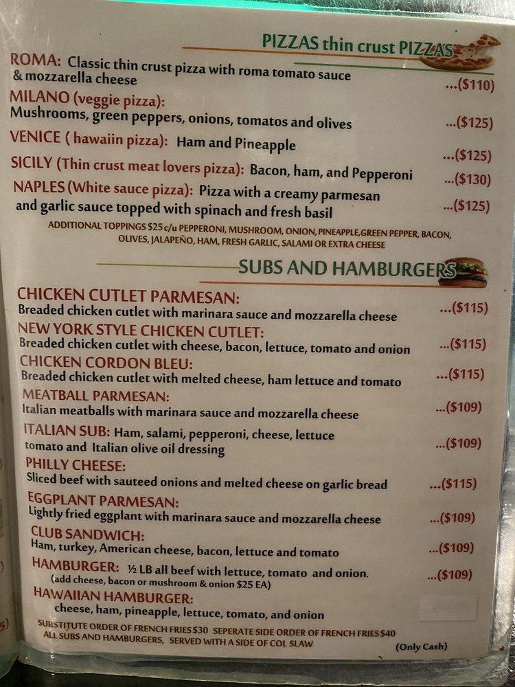 Menu at A Taste Of Italy restaurant, Puerto Vallarta