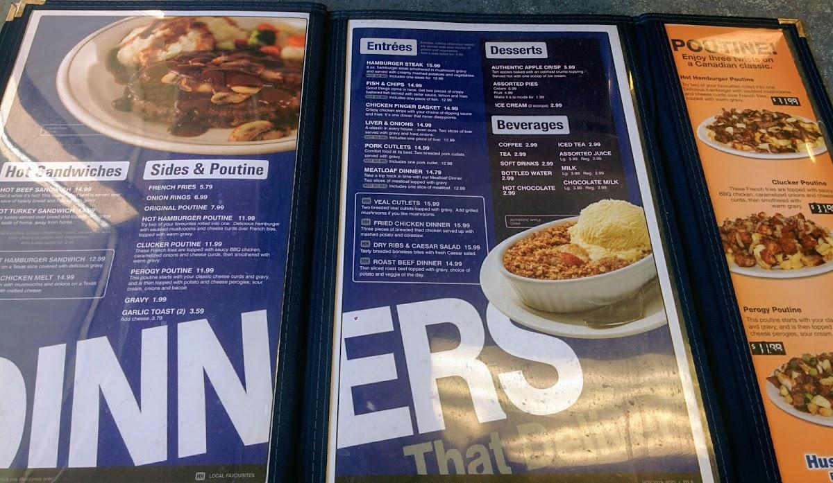 Menu at Husky House Restaurant, Saskatoon